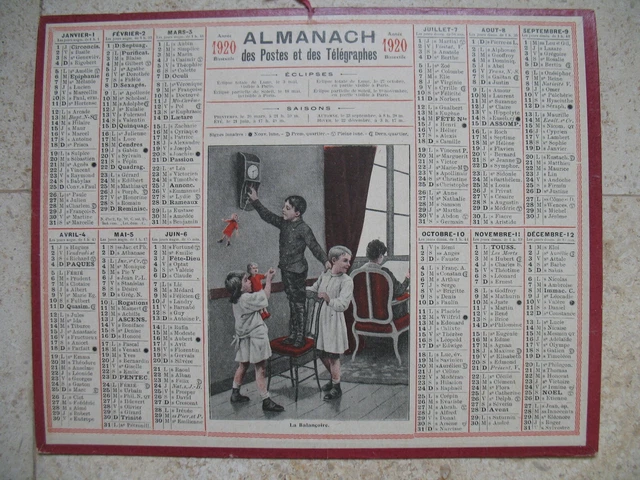 ALMANACH CALENDRIER DES postes et des télégraphes de 1920 état neuf £12 ...