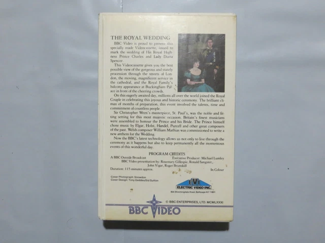 BETAMAX TAPE PRINCESS Diana Royal Wedding BBC Video RARE O4 £35.61 ...