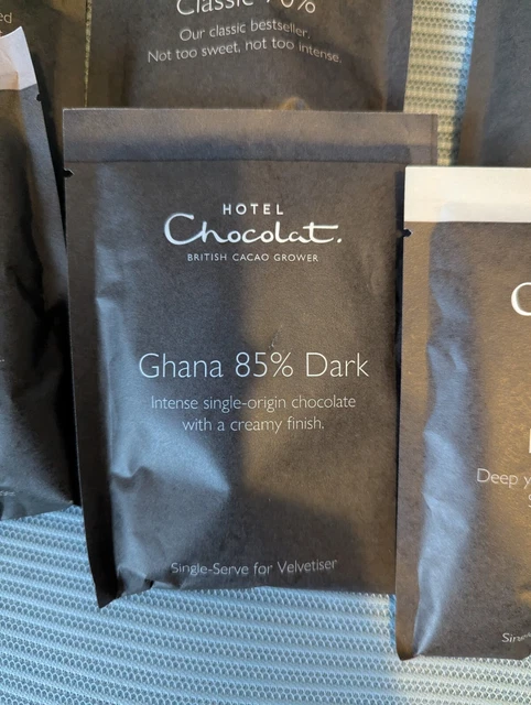 6 X HOTEL chocolat Velvetiser sachets - Salted Caramel - Milky 50% ...