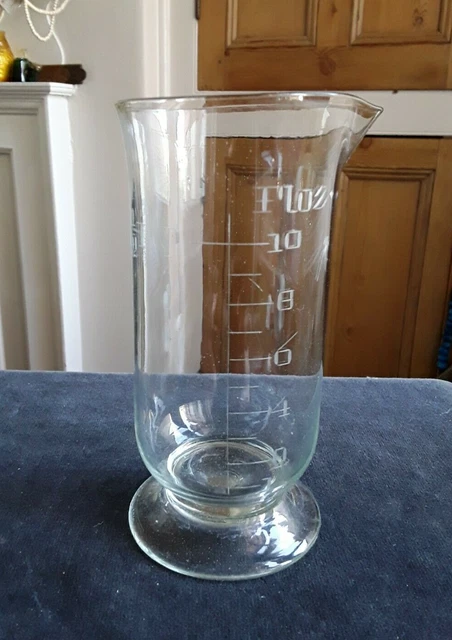 ANTIQUE, GLASS APOTHECARY/CHEMISTRY Lab Measuring Pitcher/Beaker ...