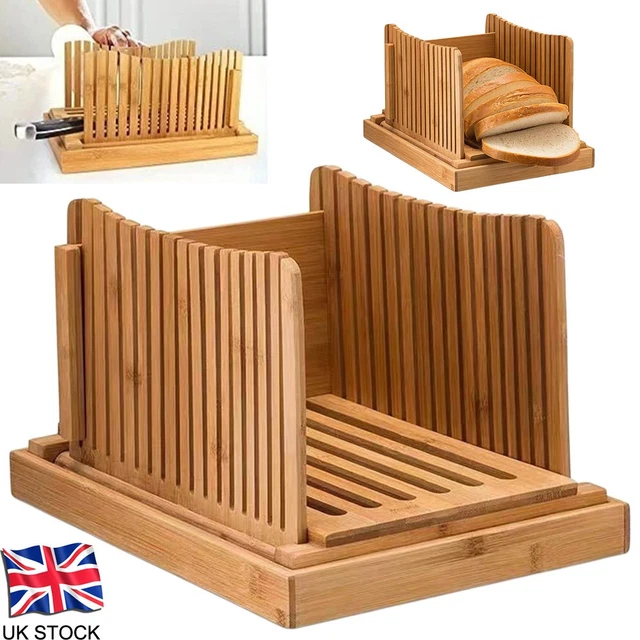 FOLDABLE BAMBOO BREAD Slicer Guide Loaf Cutting Size Slicing Wooden ...