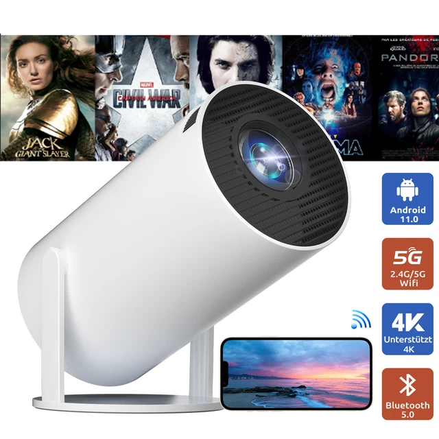 HD 4K PORTABLE Projector Android Smart LED 10000LMS Home Video 5G Wifi ...