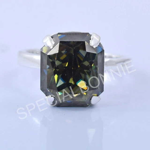 RARE-10.75 CT CERTIFIED Deep Blue Radiant Diamond Solitaire Ring ...