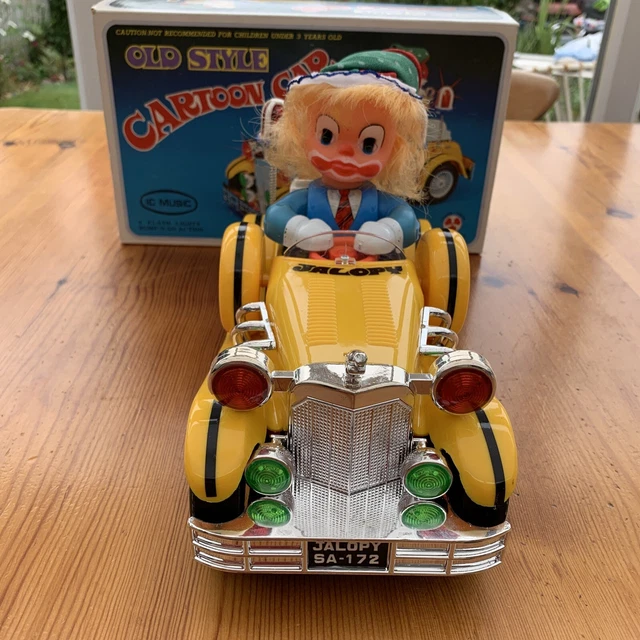 VINTAGE BATTERY OPERATED Cartoon Car Flashing Lights And Moves Clown £ ...