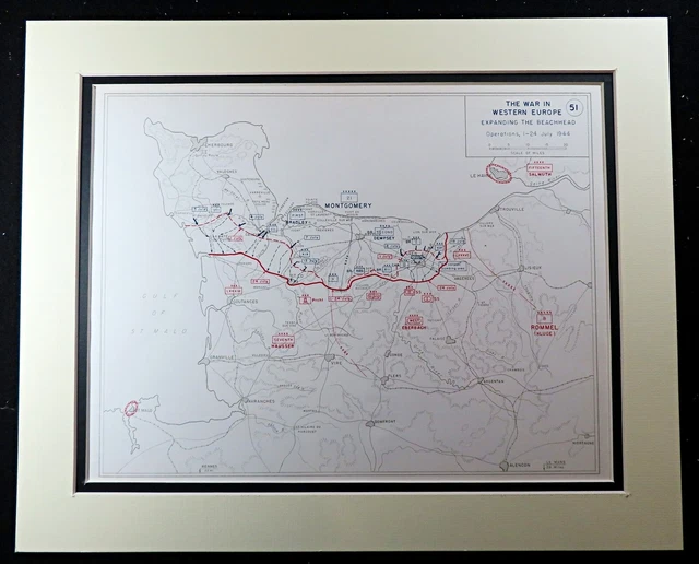WW2 ALLIED INVASION of Europe Map Montgomery British Troop Operations ...