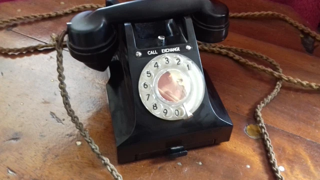 VINTAGE 1940'S GPO Rotary Dial Telephone Black Bakelite Call Exchange ...