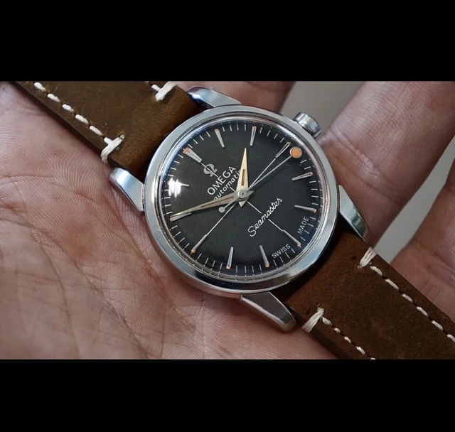 RESTORED VINTAGE OMEGA SEAMASTER Auto Watch, Black Crosshair Dial, 1958 ...