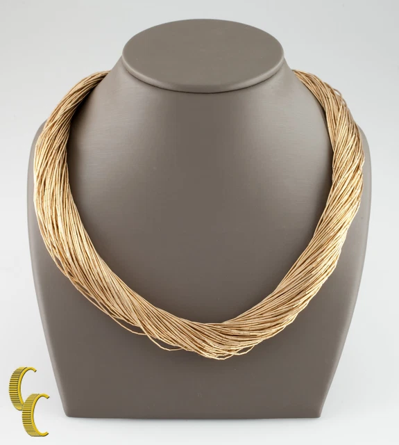 ARGENT STERLING 100 Strand Liquide Collier W/Crochet Fermoire Environ ...