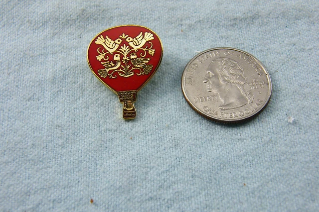 HOT AIR BALLOON Lapel Pin Red With Gold Birds $8.99 - PicClick