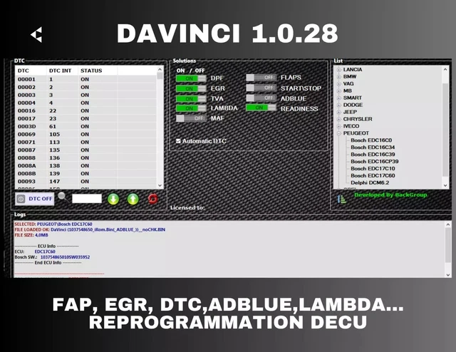 DAVINCI 1.0.28 2023 DPF EGR ADBlue DTC volets Lambda EUR 5,00 - PicClick FR