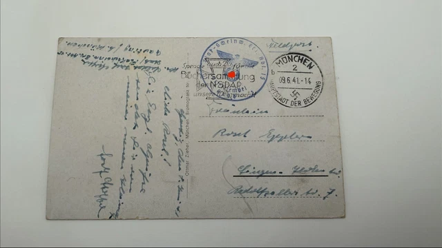 ORIGINAL FELDPOST-POSTKARTE 1941. Starnberg mit See,NSDAP Stempel ...
