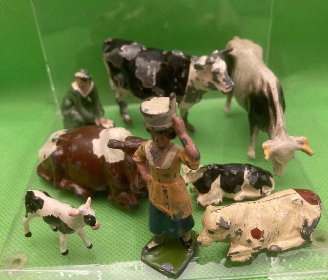 VINTAGE BRITAINS / Johillco Lead Farm Cattle / Milkmaids milking & Pail ... VINTAGE BRITAINS / Johillco Lead Farm Cattle / Milkmaids milking & Pail ...