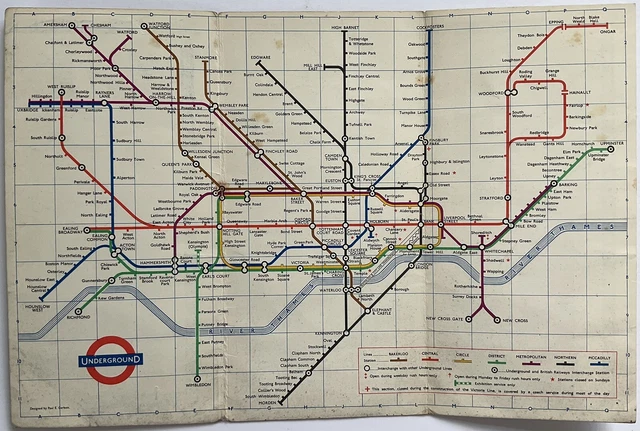 TRANSPORT LONDON UNDERGROUND Map ( DIAGRAM OF LINES ) 1965 PAUL GARBUTT ...