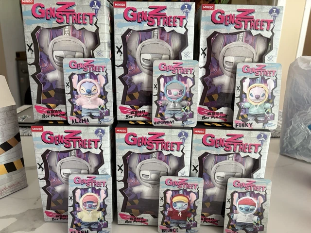 MINISO DISNEY STITCH Gen Z Street Vinyl Plush Pendant Set Of 6 ...