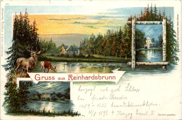 GRUSS AUS REINHARDSBRUNN bei Friedrichroda - Litho -631336 EUR 12,50 ...