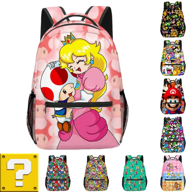 SUPER MARIO BACKPACK School Bag Large Princess Peach Cartoon Travel ...
