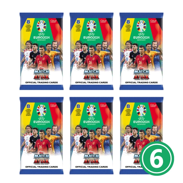 TOPPS MATCH ATTAX UEFA EURO 2024 - SIX TRADING CARD PACKETS (inc 48 ...
