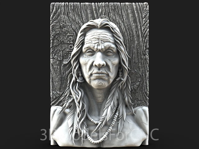 3D MODEL STL File for CNC Router Laser & 3D Printer Native American ...