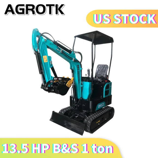 AGT 13.5 HP 1 ton Mini Excavator Digger Tracked Crawler B&S EPA Engine ...