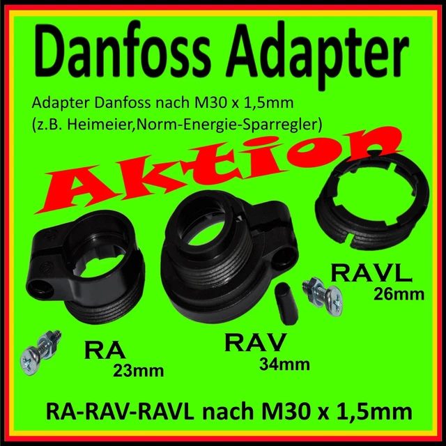 ADAPTER DANFOSS TO M30x1.5mm thermostat RAVL 26mm RAV 34mm RA 23mm £6. ...