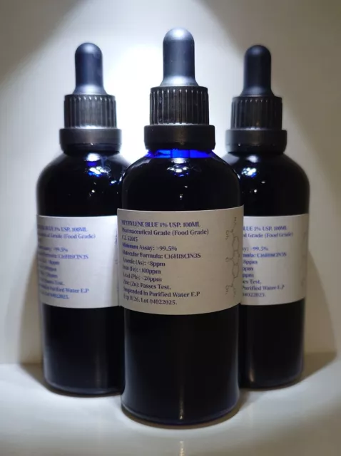 METHYLENE BLUE 1% Solution USP Pharma/Food Grade 100ml. Highest Quality ... METHYLENE BLUE 1% Solution USP Pharma/Food Grade 100ml. Highest Quality ...
