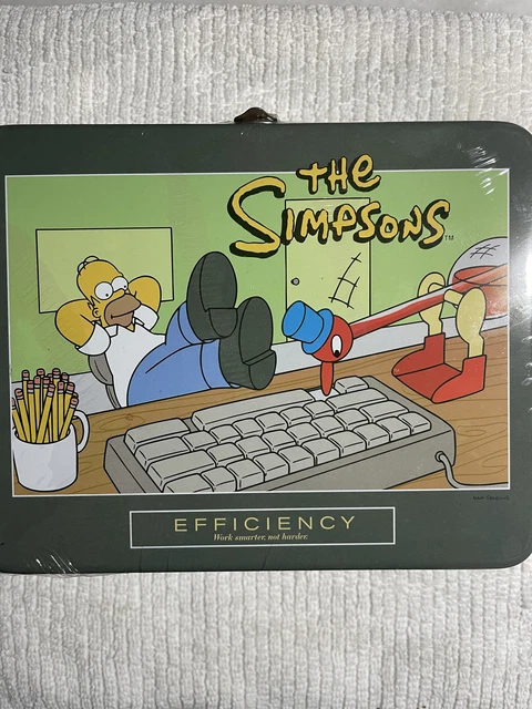 RARE THE SIMPSONS Homer Efficiency Work Smarter Not Harder Metal Lunch ...