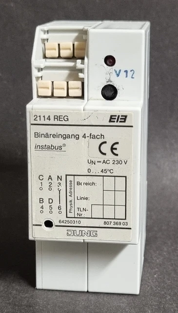 JUNG 2114 REG instabus EIB KNX Binäreingang 4fach 4x230 VAC 2114REG EUR ...