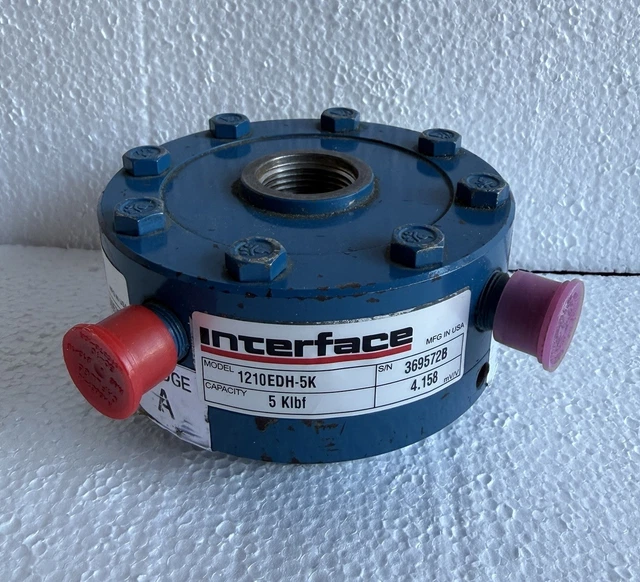 INTERFACE 1210EDH-5K LOAD Cell 5K lbf Compression Canister Cal Due 10/ ...