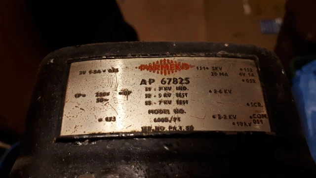 PARMEKO 6000/71 HIGH Voltage Transformer Neptune Series £45.00 ...