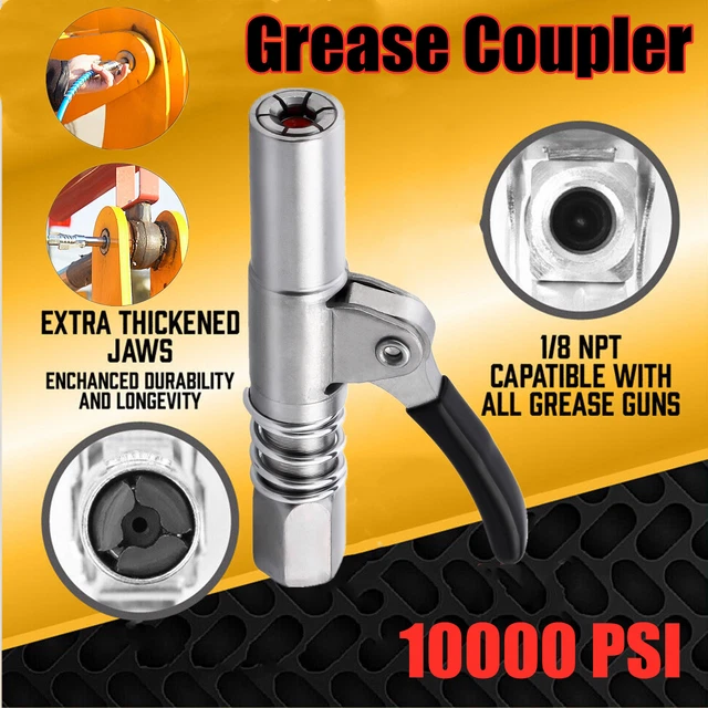 GREASE COUPLER HEAVY-DUTY Quick Release Grease Gun Coupler Set 10000PSI ...