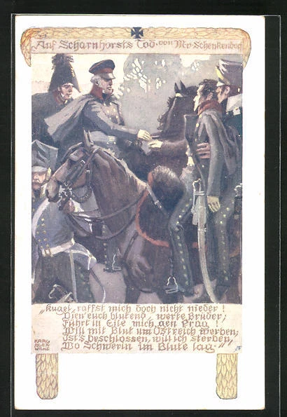 CARTOLINA ARTISTA KARL Alex Wilke: morte di Scharnhorst EUR 6,00 - PicClick IT