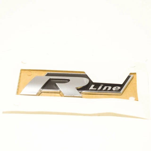 NEW GENUINE VW Dark Chrome Stick on R-Line Badge 5K0853688AFXC OEM £50. ...
