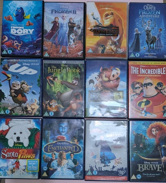 DISNEY PIXAR DVD Bundle Lion King Frozen Finding Dory Incredible Brave ...