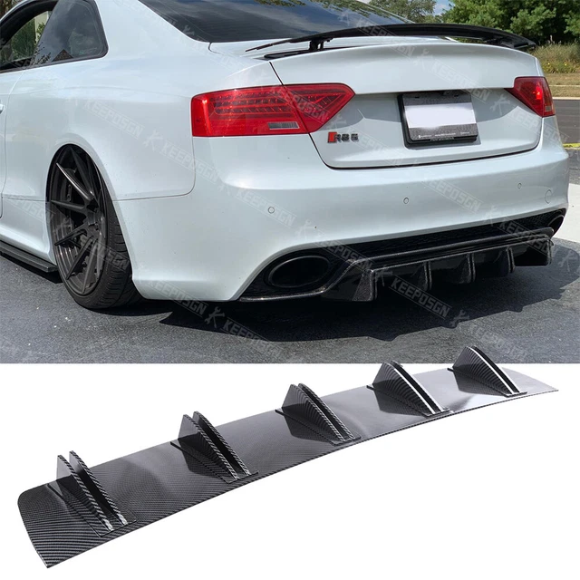 For Audi A3 A4 S3 S4 S5 B8 Rear Diffuser Carbon 10 Fin Bumper Splitter