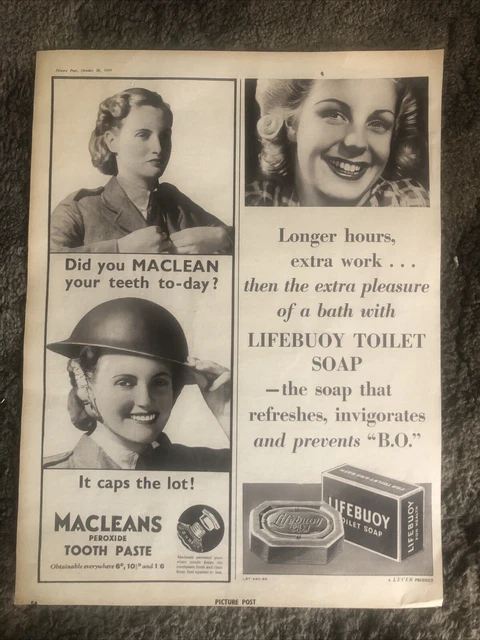 PICTURE POST OCTOBER 28 1939 Women Ww2 Beauty Advert ATS WWII World War ...