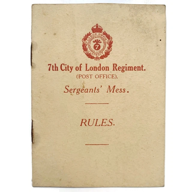 WW1 7TH POST Office Rifles Battalion, London Regiment Sergeant's Mess ...