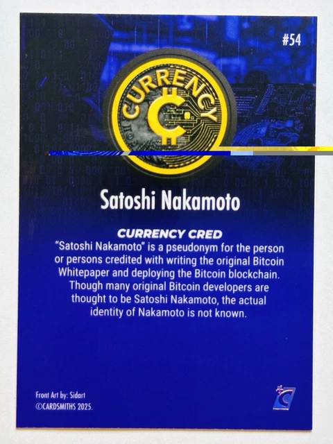 SATOSHI NAKAMOTO #54 2025 Cardsmiths Currency Series 5 S5 RAINBOW ...