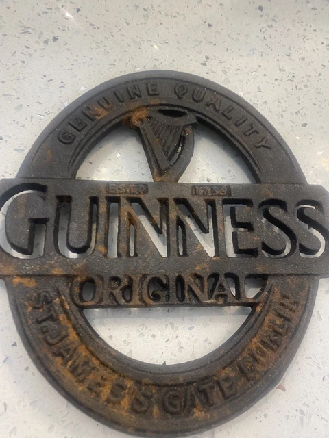 GUINNESS CAST IRON Hot Plate Trivet Official Product Four Metal Feet ...