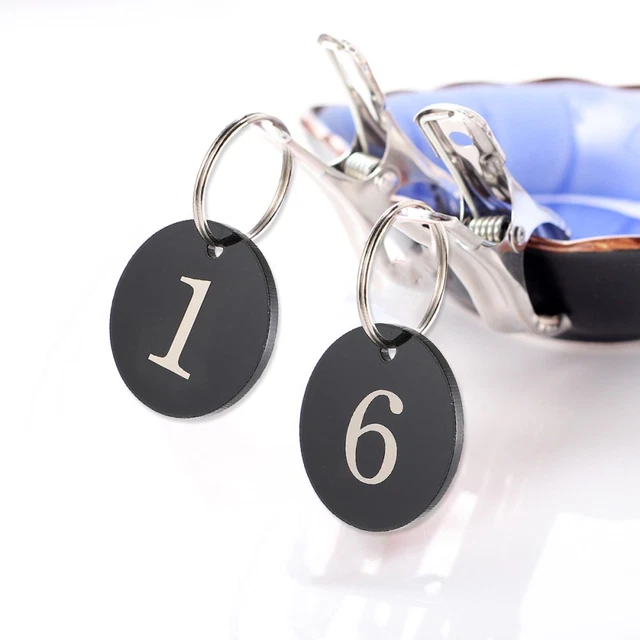 25PCS NUMBER TAG Rings Acrylic Round Number Tags Hollowed Key Tag for ...