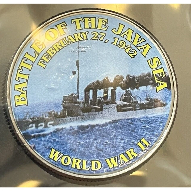 BATTLE OF THE Java Sea World War II Colorized Clad Kennedy Half Dollar ...