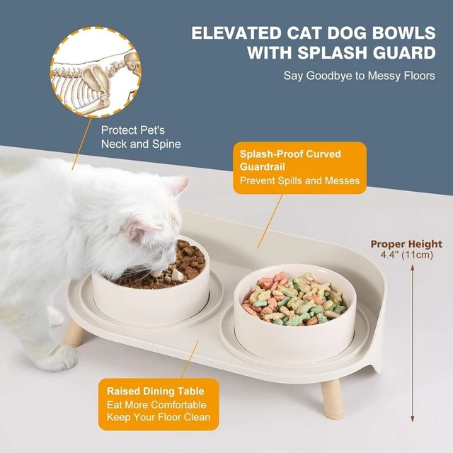 CAT BOWL FOR Food and Water - Elevated Dog Bowls with Stand - Raised ...
