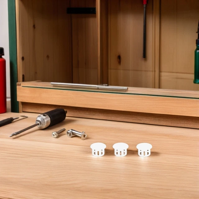 100 PCS SNAP Lock Screw Cover Plastic Hole Plugs 14mm Kitchen Cabinet ...