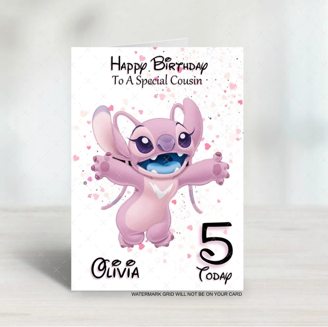 PERSONALISED BIRTHDAY CARD Angel Lilo and Stitch Girls Daughter ...