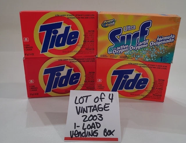 TIDE LAUNDRY DETERGENT Vending Machine Size 1 Load Box 2000's Movie ...