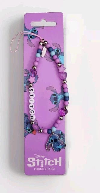DISNEY STITCH PHONE Charm Beaded Strap Keychain Wristlet Bag Phone ...