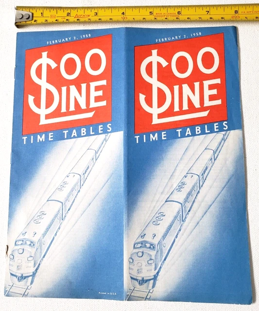VINTAGE SOO LINE Railway Timetable Map 1958 $13.00 - PicClick CA