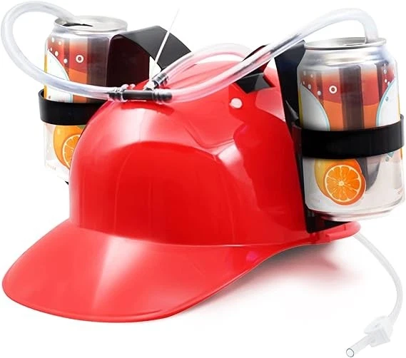 DRINKING HELMET - Can Holder Drinker Hat Cap with Straw for Beer and ...
