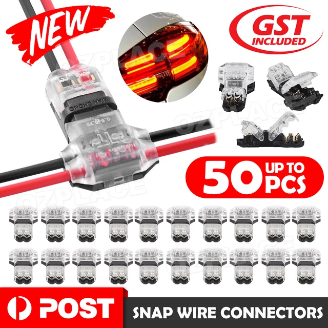 5/50PCS 12V WIRE Cable Snap In Connector Terminal Connections Joiners ...