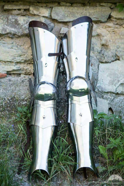 MEDIEVAL COLLECTIBLES REPLICA Gothic 18g Steel Plates Armour Leg ...
