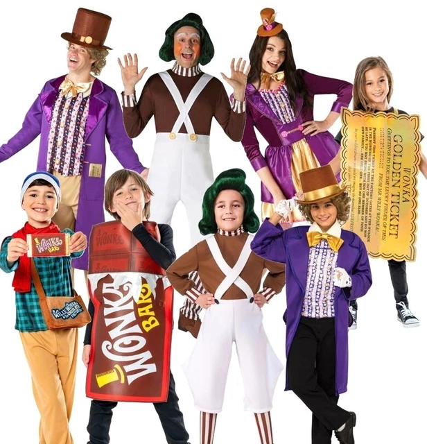 OFFICIAL WILLY WONKA Fancy Dress Costumes Charlie Bucket Oompa Loompa ...